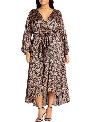 CITY CHIC City Chic Tie Front High-Low Maxi Dress