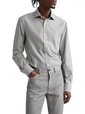Isaia Cotton & Cashmere Button-up Shirt - Light Grey