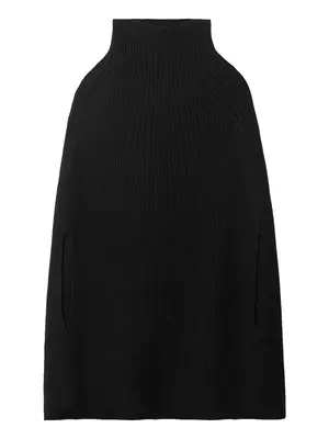 Sasuphi Marine Ribbed Cashmere Cape - Black