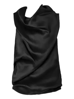 Khaite Luola Draped Silk-gazar Blouse - Black