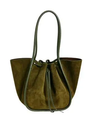 Proenza Schouler Large Ruched Suede Tote - Olive