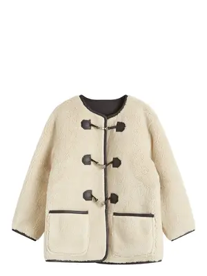 DUNST Buckled Shearling Jacket - Cream/brown