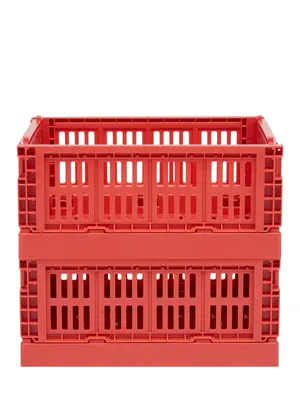 HAY Mini Recycled Colour Crate Set Of 2 - Red