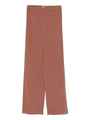 Issey Miyake Hatching Pleats Trousers - Brown