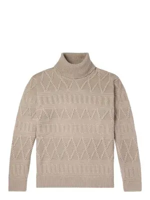 Zegna Jacquard-knit Wool Rollneck Sweater - Neutrals