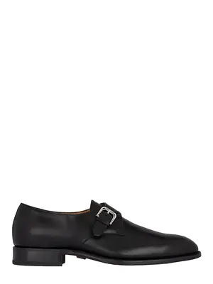 Ralph Lauren Purple Label Darnell Ii Leather Monk Strap Dress Loafers - Black