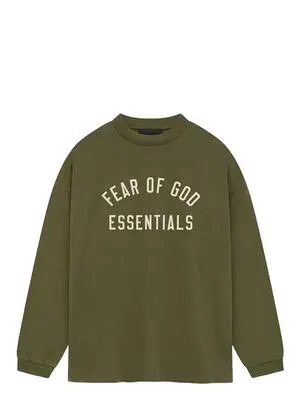 Fear Of God Essentials Jersey Long Sleeve Tee Shirt - Military