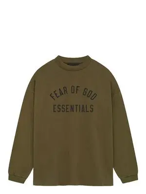 Fear Of God Essentials Jersey Long Sleeve Tee Shirt - Olive
