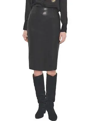 AS By DF Claude Stretch Leather Pencil Skirt - Black