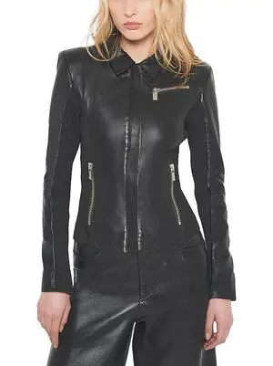 AS By DF Upcycled Fitted Leather Jacket - Black
