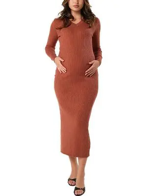 MARION Maxi Maternity & Nursing Sweater Dress - Copper