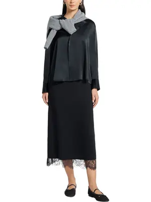 Vince Lace Paneled Skirt - Black