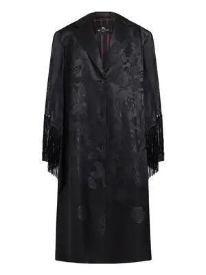 Etro Fringe-detail Jacquard Coat - Black