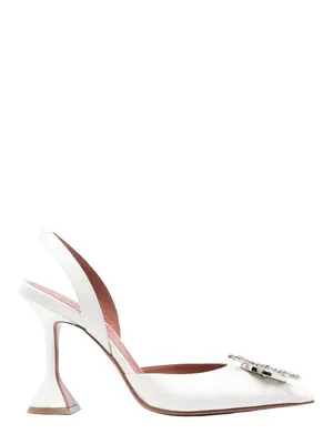 Amina Muaddi 95mm Begum Slingback Pumps - White
