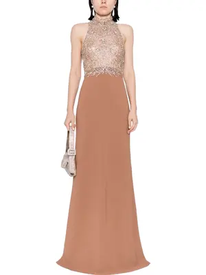 Jenny Packham Orion Crystal-embellished Gown - Brown