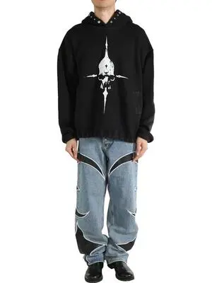 THUG CLUB Peace Studded Hoodie - Black