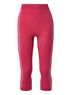 Falke Nordic Cropped Jacquard-knit Wool-blend Leggings - Red