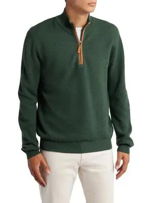 Lorenzo Uomo Merino Wool & Cashmere Quarter Zip Sweater - Juniper