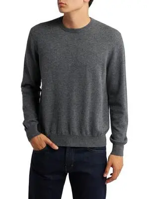 Lorenzo Uomo Merino Wool And Cashmere Crewneck Sweater - Charcoal