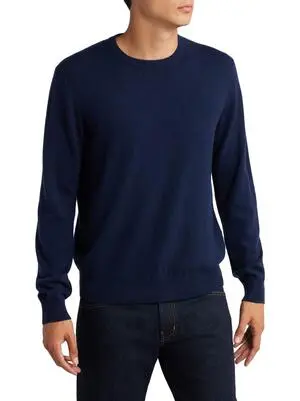 Lorenzo Uomo Merino Wool And Cashmere Crewneck Sweater - Midnight