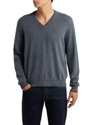 Lorenzo Uomo Tipped Merino Wool Sweater - Shadow