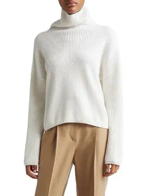 Max Mara Golia Wool & Cashmere Ribbed Turtleneck Sweater - White