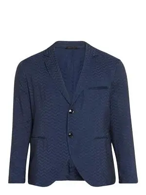 Giorgio Armani Cupro Chevron Blazer - Navy