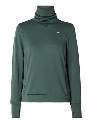 Nike Swift Element Ribbed Therma-fit Turtleneck Top - Green