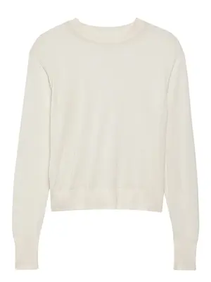 Another Tomorrow Another Tomorrow Featherweight Wool Sweater Off White