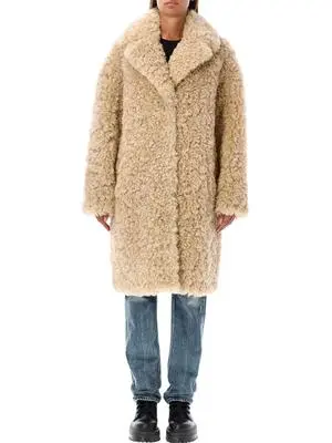 STAND STUDIO Camille Eco Shearling Coat - Natural Beige