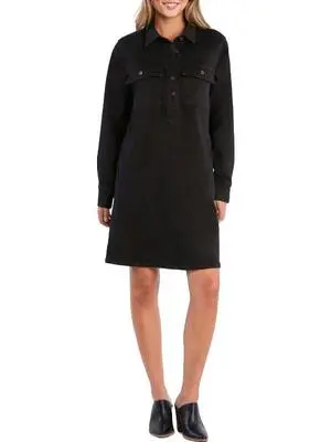 WASH LAB DENIM Blakely Popover Long Sleeve Denim Dress - Denim Black