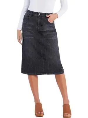 WASH LAB DENIM Wash Lab Denim Slick Midi Skirt