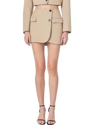 GREY LAB Tailored Wrap Mini Skirt - Beige