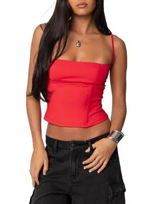 EDIKTED Juno Corset Crop Camisole - Red