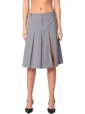 EDIKTED Ethel Low Rise Pleated A-line Skirt - Gray