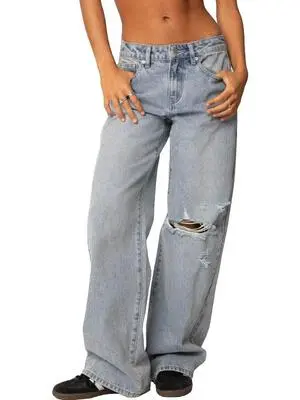 EDIKTED Adam Wide Leg Jeans - Light-blue