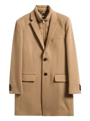 Mackage Skai-slb Virgin Wool Coat With Removable Down Bib - Light Camel