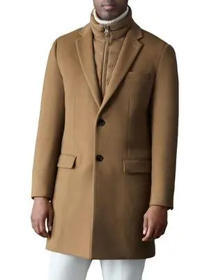 Mackage Skai-slb Virgin Wool Coat With Removable Down Bib - Otter