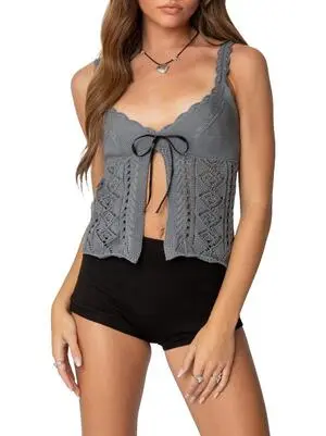 EDIKTED Josepha Split Front Knit Camisole - Gray