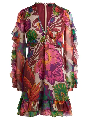 Etro Ruffled Silk Mini Dress - Multi