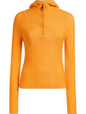 Etro Zipped Knit Cotton-Blend Sweater Orange