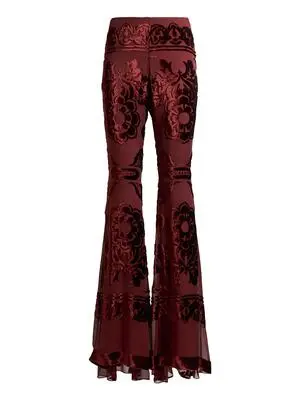 Etro Flared Devoré Pants - Burgundy