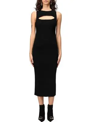 Alexander McQueen Ribbed Cut-out Midi Dress - Black