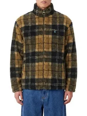 Barbour Tartan Fleece High Neck Zip Jacket - Cream