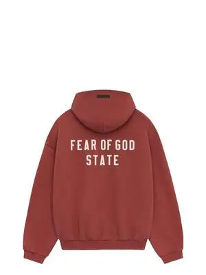 Fear Of God Essentials Heavy Fleece Fullzip Hoodie Crimson