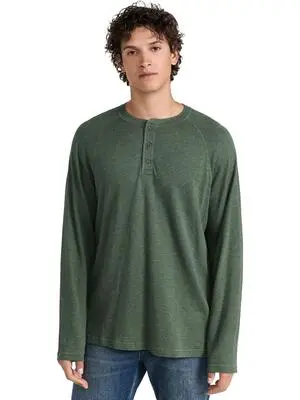 Faherty Brand Cloud Long Sleeve Henley - Deep Fern Heather