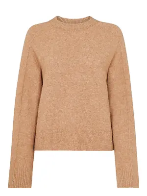 Whistles Alana Crewneck Wool-blend Knitted Jumper - Tan
