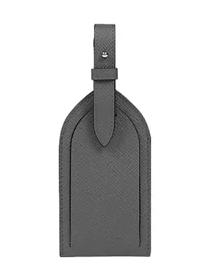 Smythson Smythson Panama Leather Luggage Tag Storm Grey