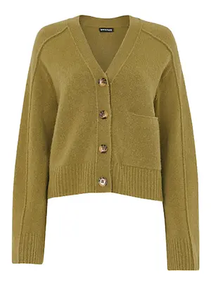Whistles Pocket Relaxed-fit Wool-blend Knitted Cardigan - Pale Green