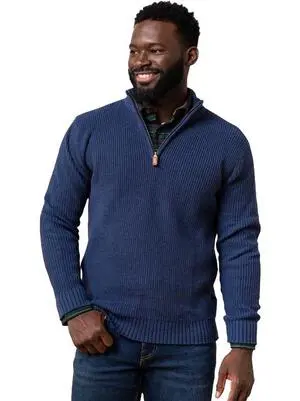 HOPE & HENRY Organic Half Zip Pullover - Navy Marl